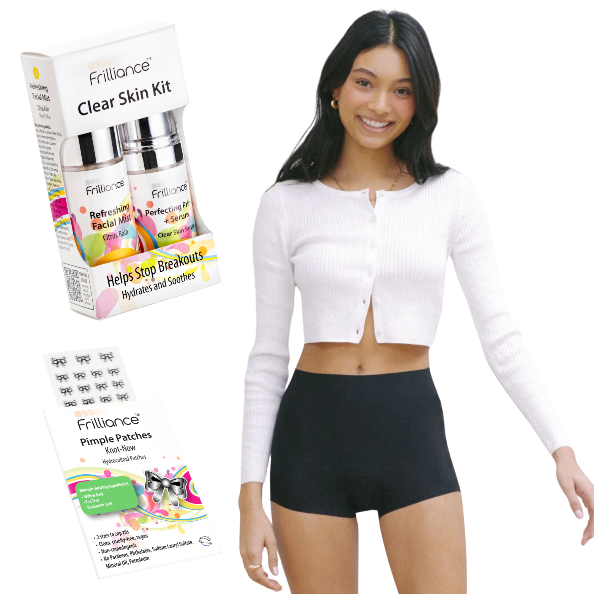 Sleepover PR Box 🖤 Black Period Sleep Shorts Clear Skin Kit & Bow Pi ...